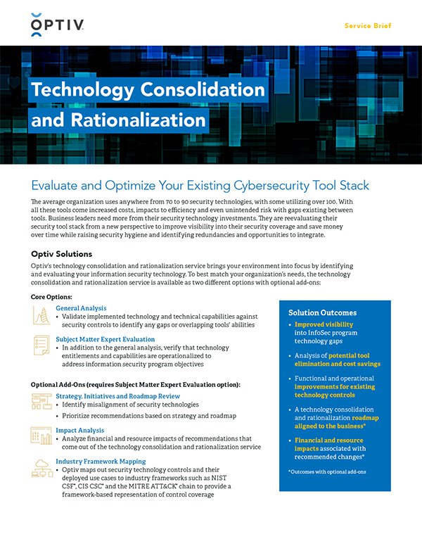 Technology Consolidation and Rationalization Service Brief | Optiv